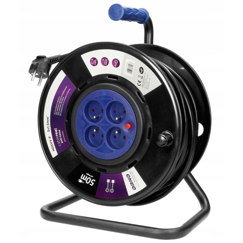 Przed?u?acz b?bnowy Orno 50m 4 gniazda kabel PVC