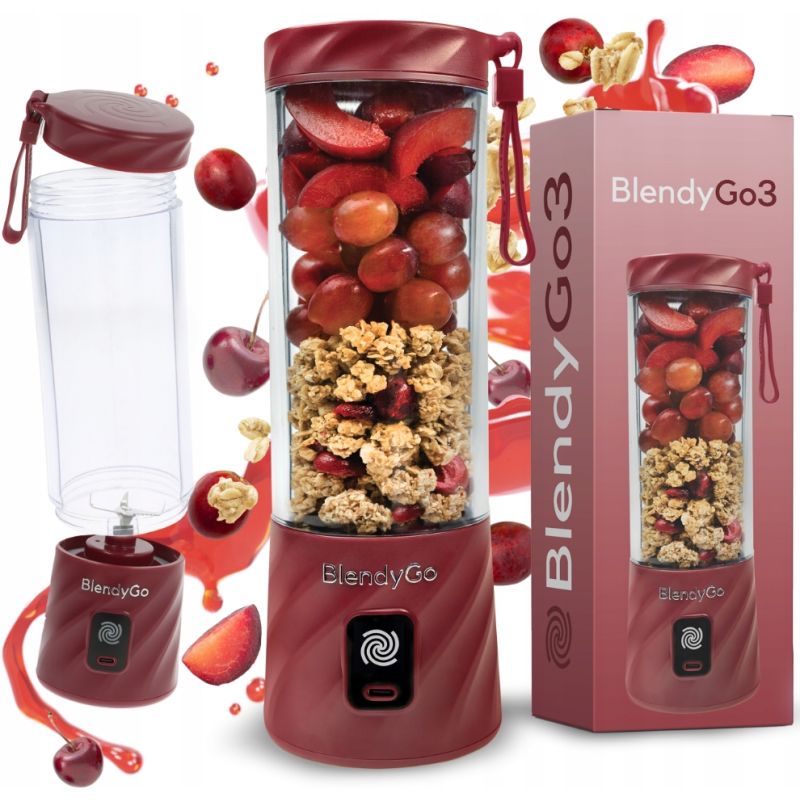 Blender bezprzewodowy BlendyGo 3 550ml USB Burgund